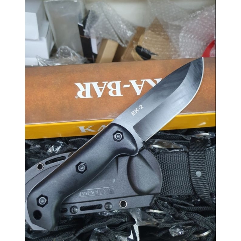 KA-BAR BK2 Becker Campanion ยืดใบมีด สีดำด้าน มีดพกพร้อมปลอกไนลอนไฟ ...