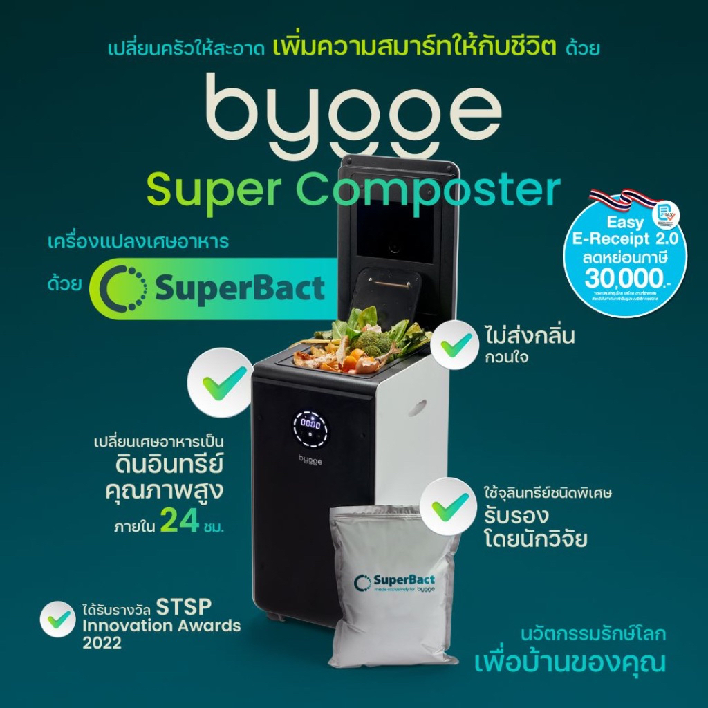 Bygge Super Composter เครื่องแปลงขยะเศษอาหารเป็นดินอินทรีย์คุณภาพสูงภายใน 24 ชั่วโมง ขนาด 19 ...