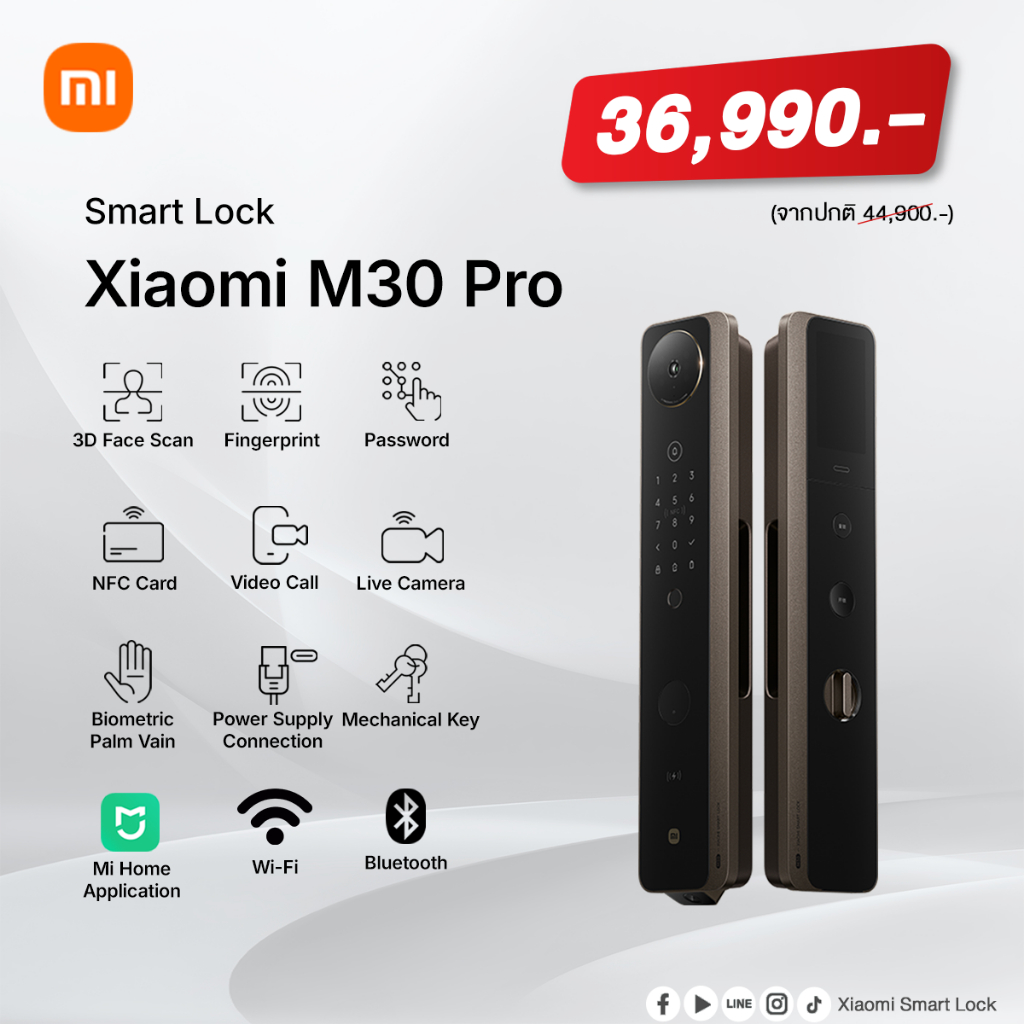 New!! Model ปี 2025 Xiaomi Smart Lock รุ่น M30 Pro (รุ่น Top) | Shopee ...