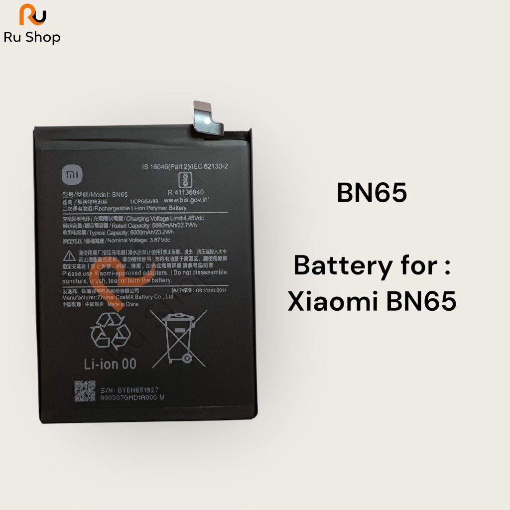 แบตเตอรี่ แท้ Xiaomi BN65 6000mAh BN65 รับประกัน3เดือน | Shopee Thailand