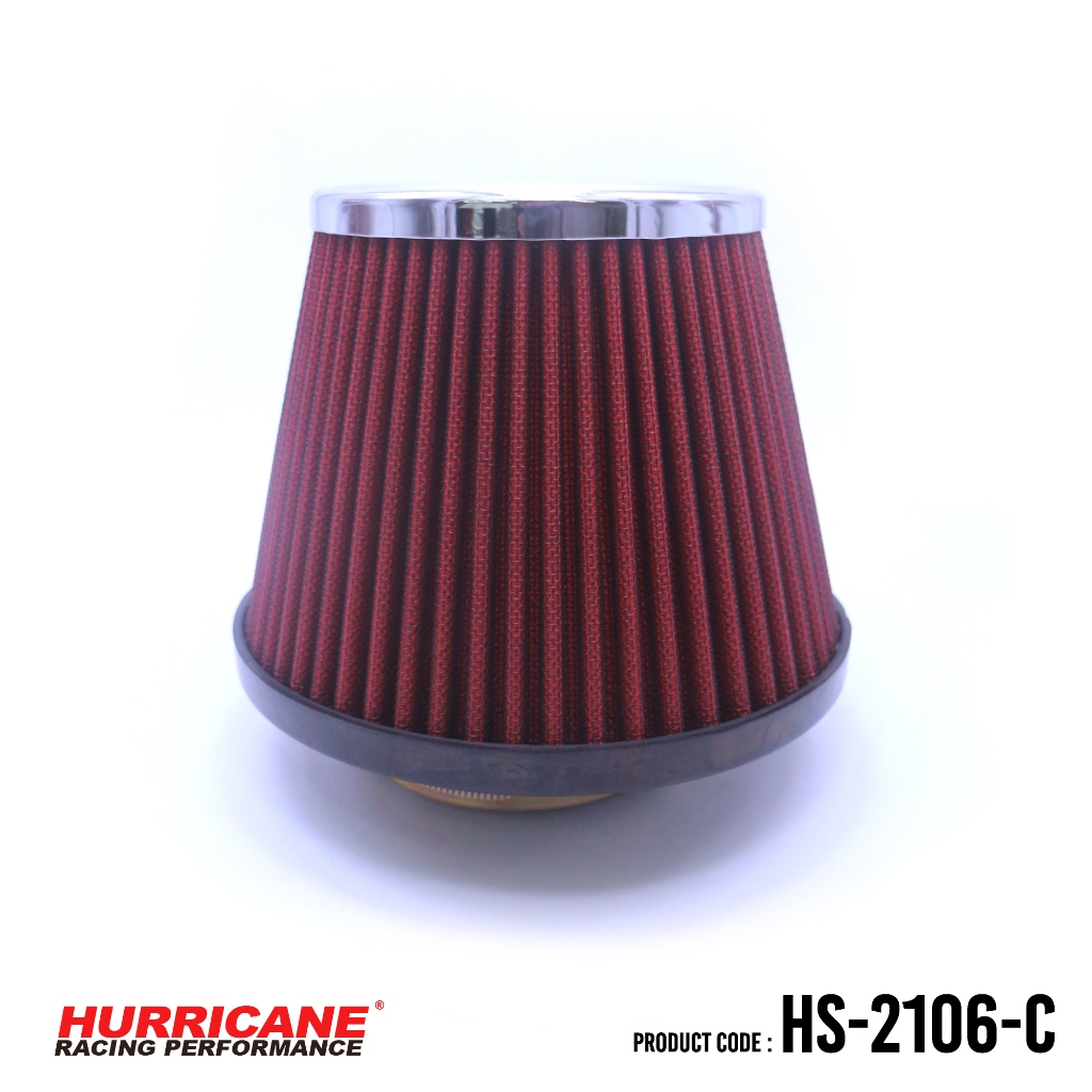 HURRICANE กรองเปลือยผ้าแดง & สแตนเลส ( ฐาน 7" สูง 6" ปาก 2.5" ) HS-2106 ...