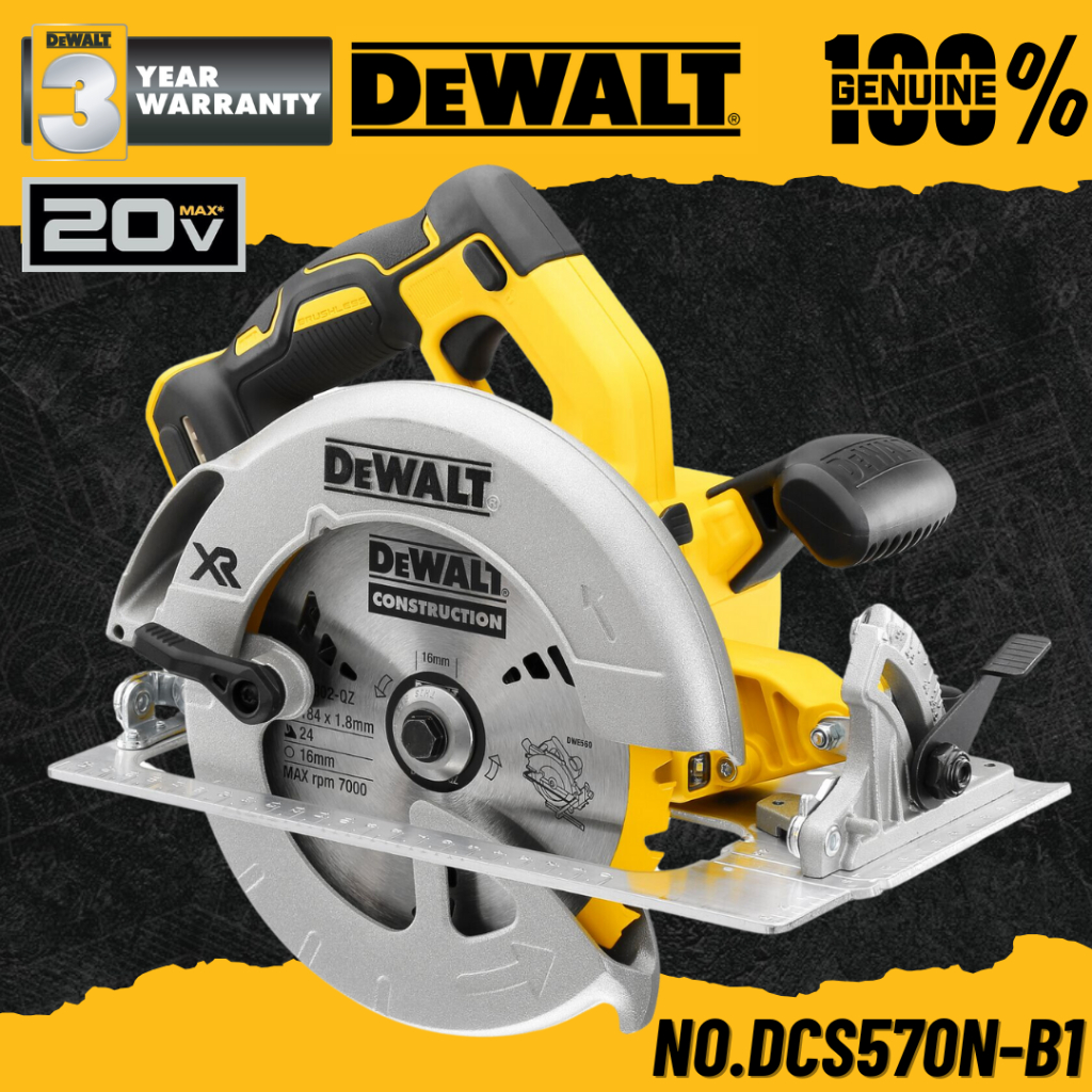 DEWALT เลื่อยวงเดือนไร้สาย 7 นิ้ว 18V (20V Max) No.DCS570N-B1 (เครื่อง ...