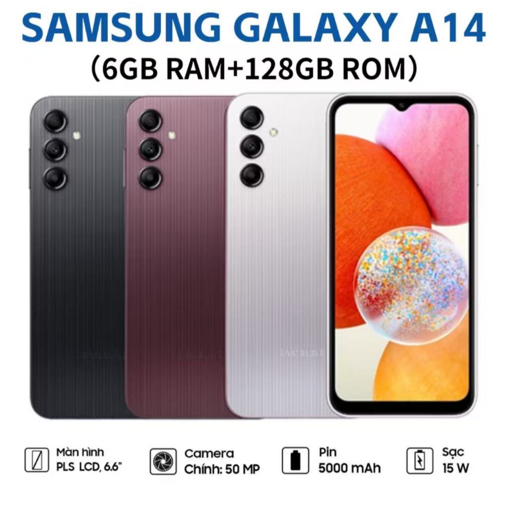 Samsung Galaxy A14 RAM 6GB ROM 128GB 6.6 นิ้วหน้าจอขนาดใหญ่ รับประกัน 1 ...