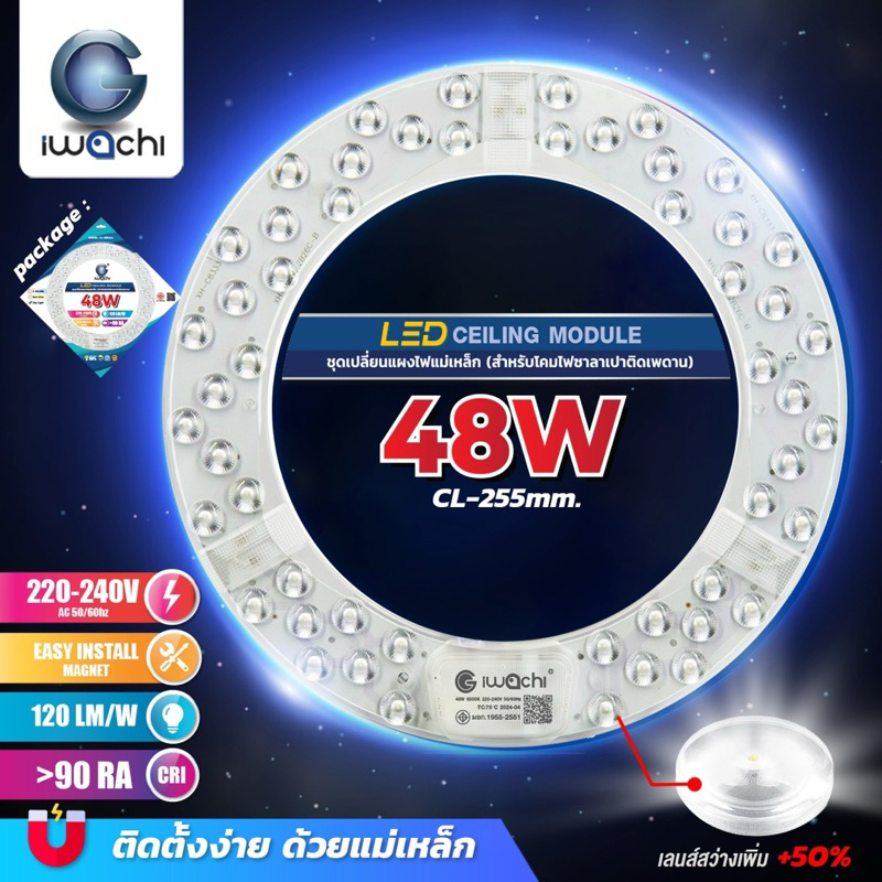 แผงไฟแม่เหล็ก 48W (สำหรับโคมไฟซาลาเปาติดเพดาน) - LED celing module 48W ...
