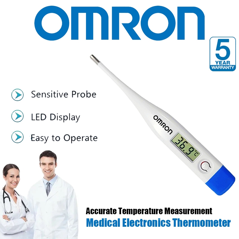 Omron เครื่องวัดไข้ หน้าจอแสดงผล LED thermomete ปรอทวัดไข้ดิจิตอล วัดไข้เด็ก ผู้ใหญ่ ใช้ได้ทั้ง ...