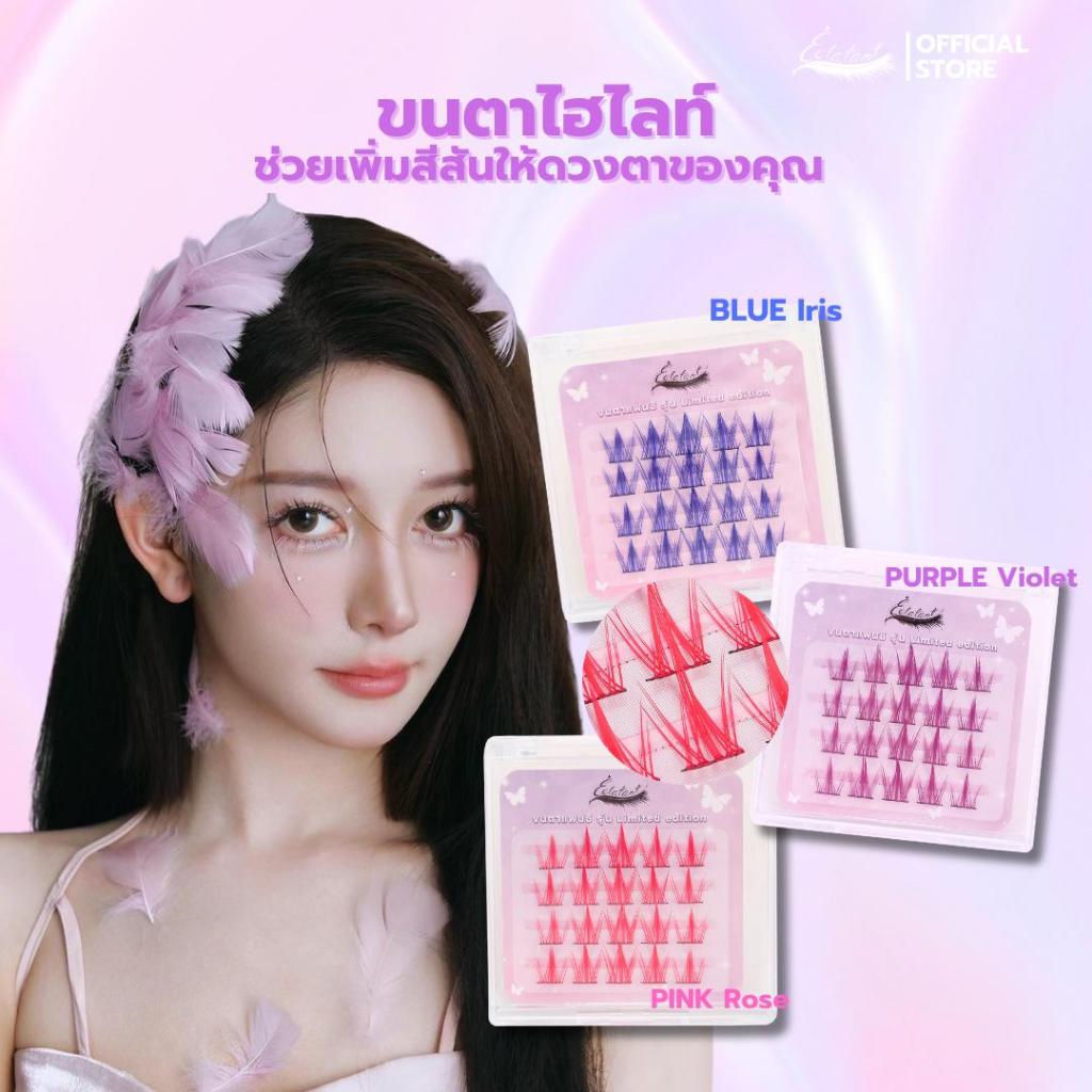 Éclatant lash ขนตาไฮไลท์ รุ่นพิเศษสี Pink Rose/Purple Violet/Blue Iris ...