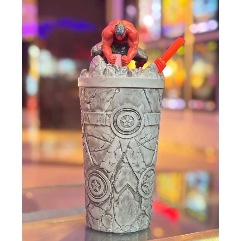 [ของสะสมลิขสิทธิ์แท้] พร้อมส่ง แก้วน้ำ Red Hulk Topper Cup พร้อมกับหลอด ...
