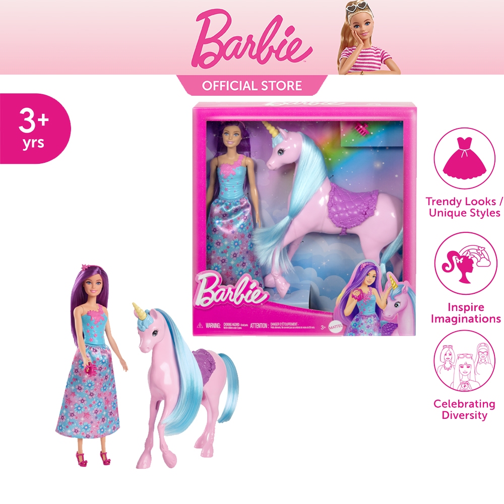 Barbie Doll and Unicorn บาร์บี้ เซตตุ๊กตาดรีมโทเปียและยูนิคอร์น HYT62 ...