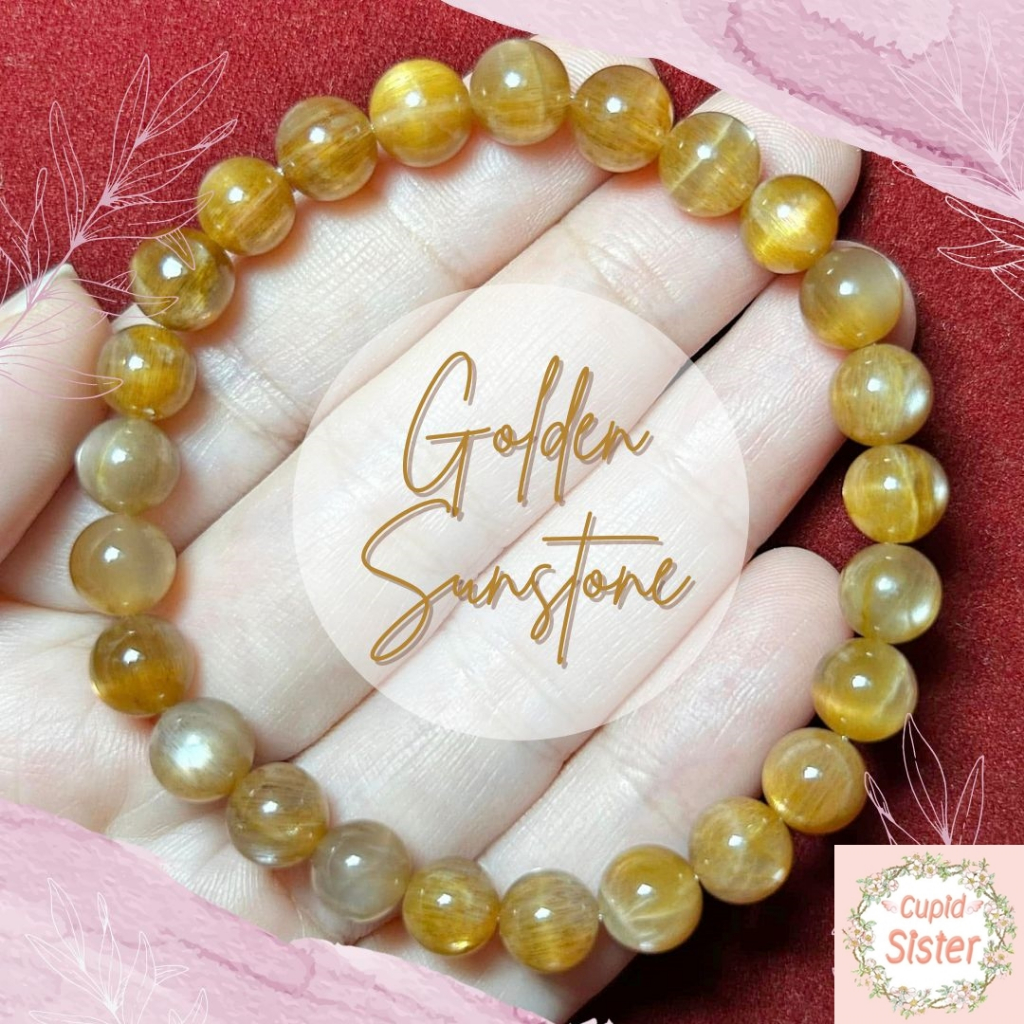 CupidSister สร้อยข้อมือหินซันสโตนสีทอง Golden Sunstone เหลือบ 2 สี หิน ...