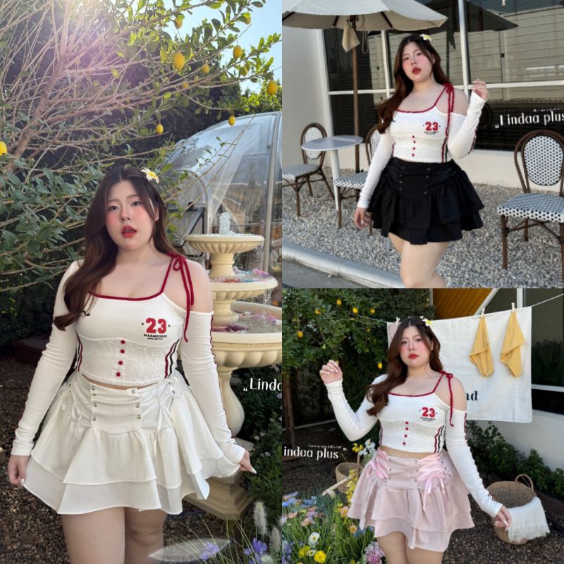 กระโปรงทรงโคเสรส ร้อยริบบิ้นหวานๆ เอว32-46" Plussize | Shopee Thailand