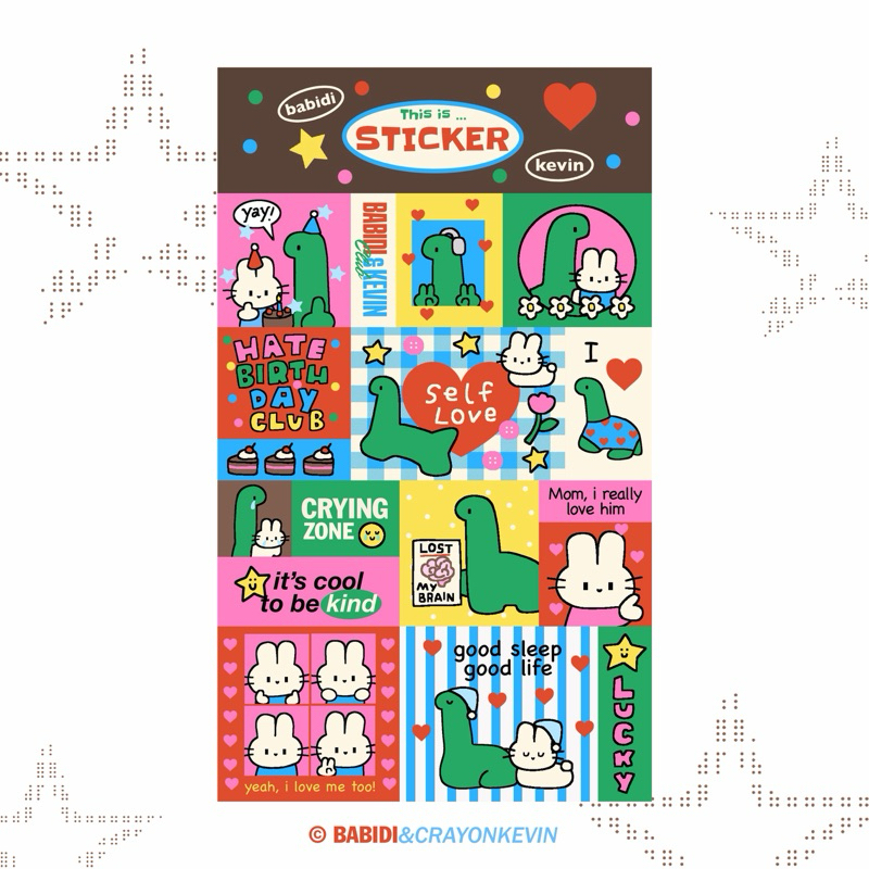 (Sticker) Babidi & Kevin สติกเกอร์ไดโนเสาร์และกระต่ายเคลือบโฮโลแกรมลาย ...