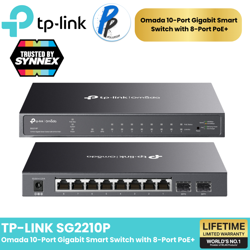 TP-LINK SG2210P Omada 10-Port Gigabit Smart Switch with 8-Port PoE ...
