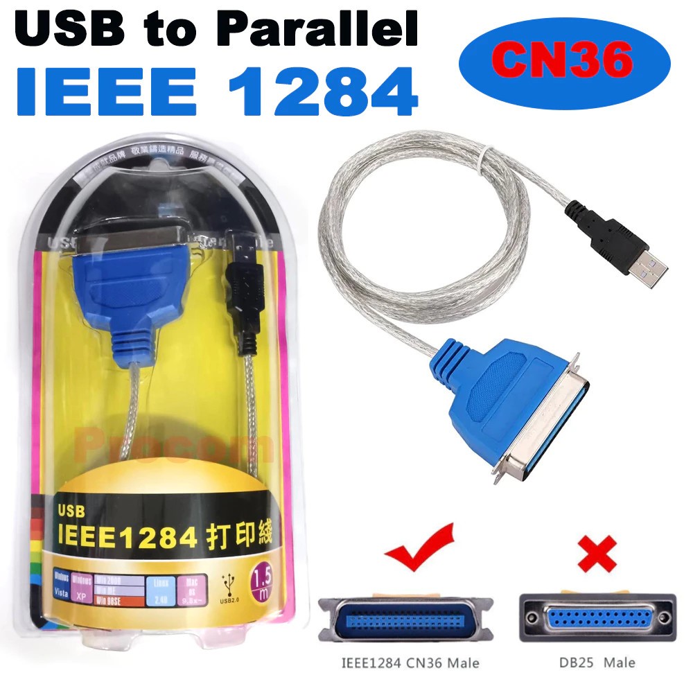 ของแท้ USB to Parallel IEEE 1284 36Pin Printer Adapter Connector Cable ...
