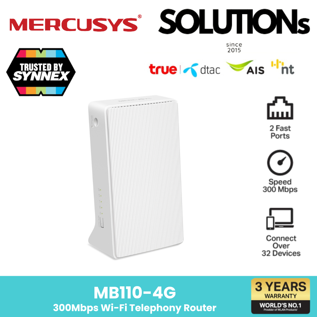 MERCUSYS เราเตอร์ใส่ซิม 4G LTE MB110-4G 300 Mbps WIRELESS N 4G LTE ...