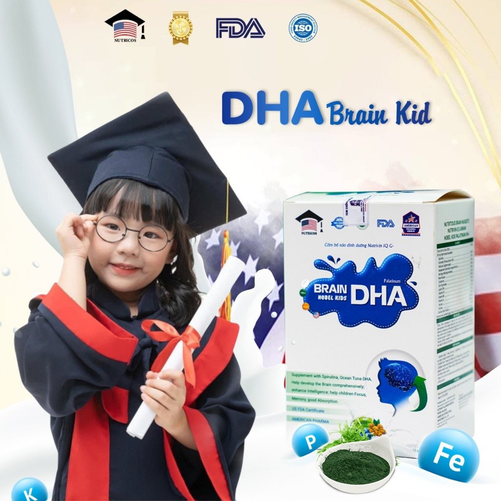 DHA Brain KID การพัฒนาสมอง DHA - Vegan DHA Brain KID เสริมวิตามิน โอเมก้า 3-6-9 แคลเซียม เหล็ก ...