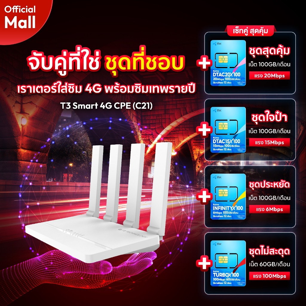 Router WiFi CPE เราเตอร์ ใส่ซิม ประกันร้าน 1 เดือน กระจายสัญญาณ T3 ...