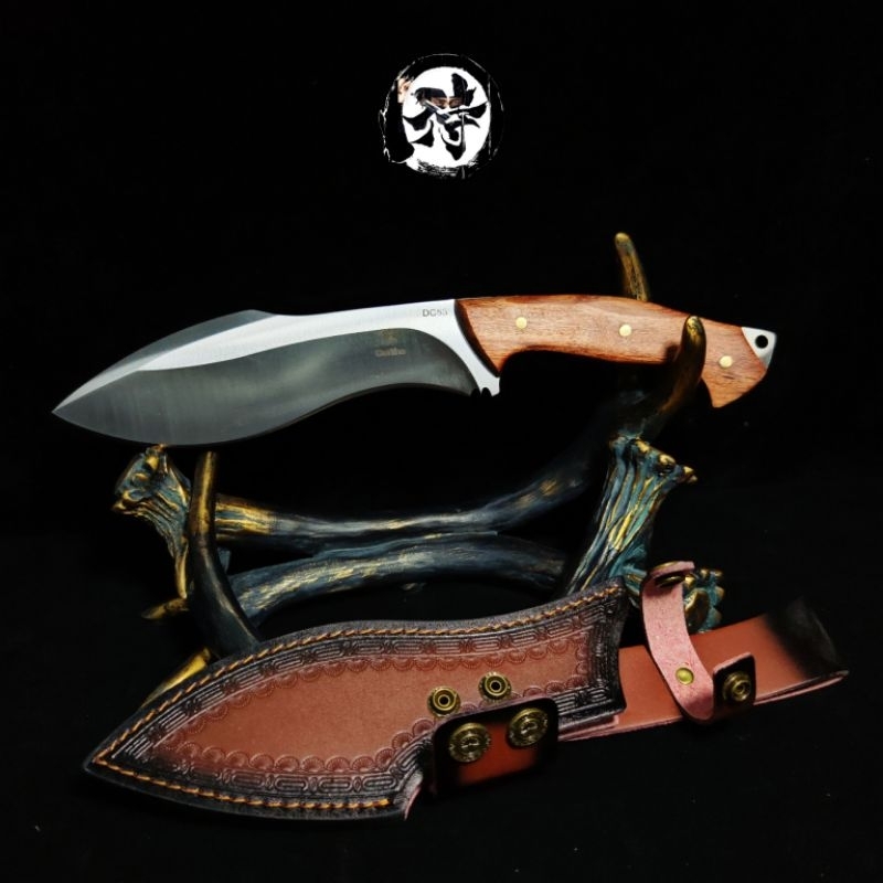 มีด เดินป่า Gurkha (กรูข่า) 10 มม. เหล็กDC53 ความแข็ง60-62HRC ด้ามจับไม้จันทน์แดง หมุดทองเหลือง ...