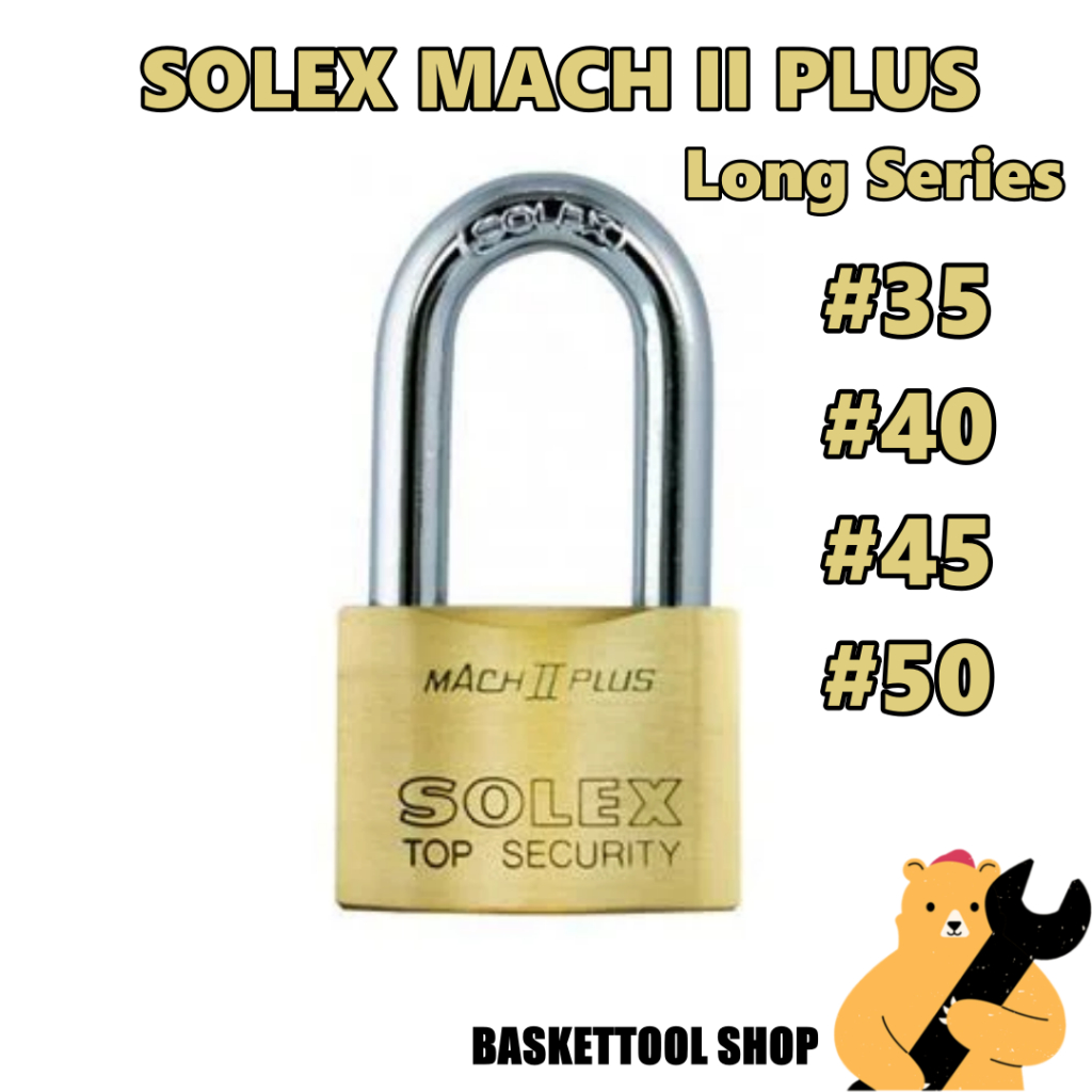 กุญแจล็อคบ้าน SOLEX MACH2PLUS L Series (รุ่นคอยาว) เบอร์ 35 40 45 50 MM POLISHED BRASS | Shopee ...