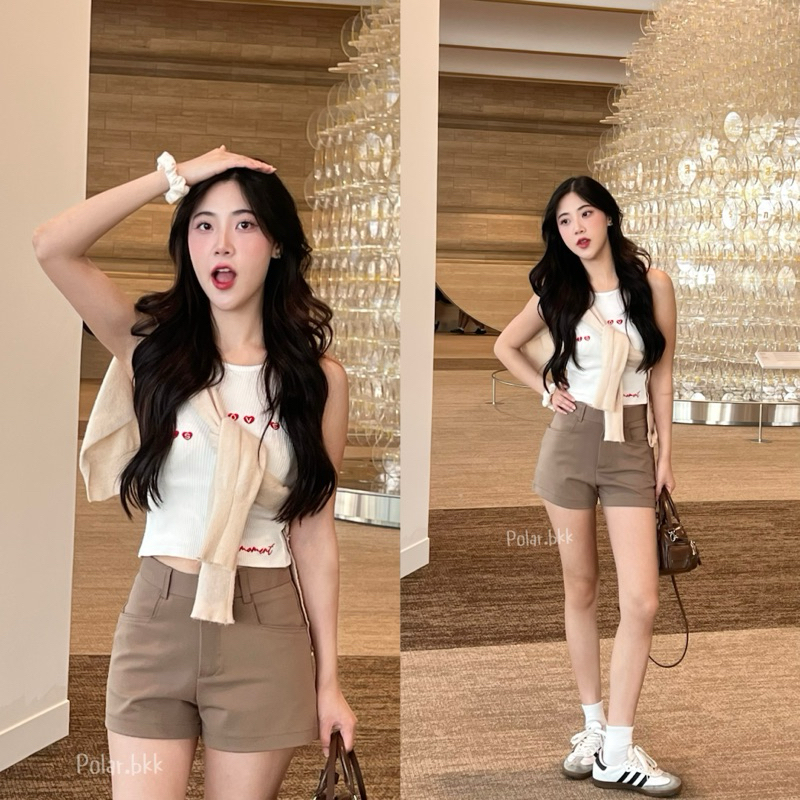 NEW!!! Jennie short pants กางเกงขาสั้น กระเป๋าเหลี่ยม ซิปหน้า กางเกงขา ...