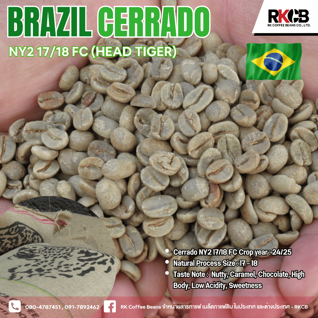 [พร้อมส่ง] สารกาแฟบราซิล เซอร์ราโด Brazil Cerrado บรรจุ 500g - 1Kg. RK ...