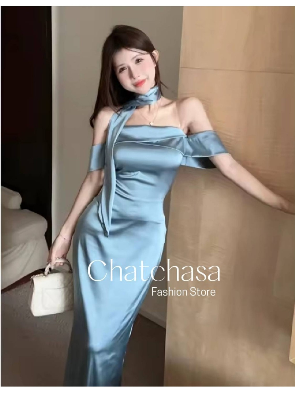 Chatchasa | ชุดเดรสเกาะอกยาวเข้ารูป คัตติ้งตกแต่งช่วงอกให้ดูหรูหรา ช่วงอกมีสม้อคกันหลุดรับรอง ...