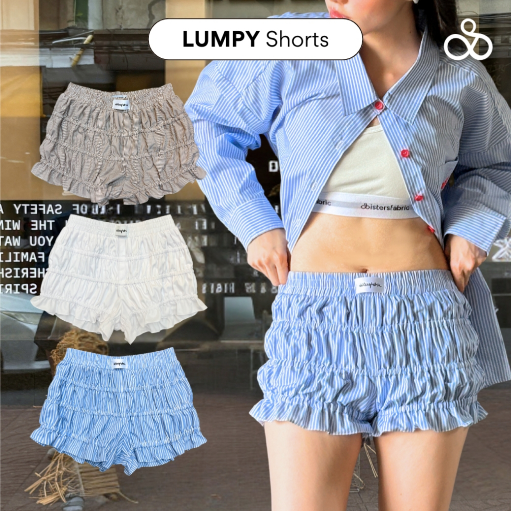 Sistersfabric - Lumpy Short กางเกงขาสั้นสม็อคเอว เย็บย่นทั้งตัว ...