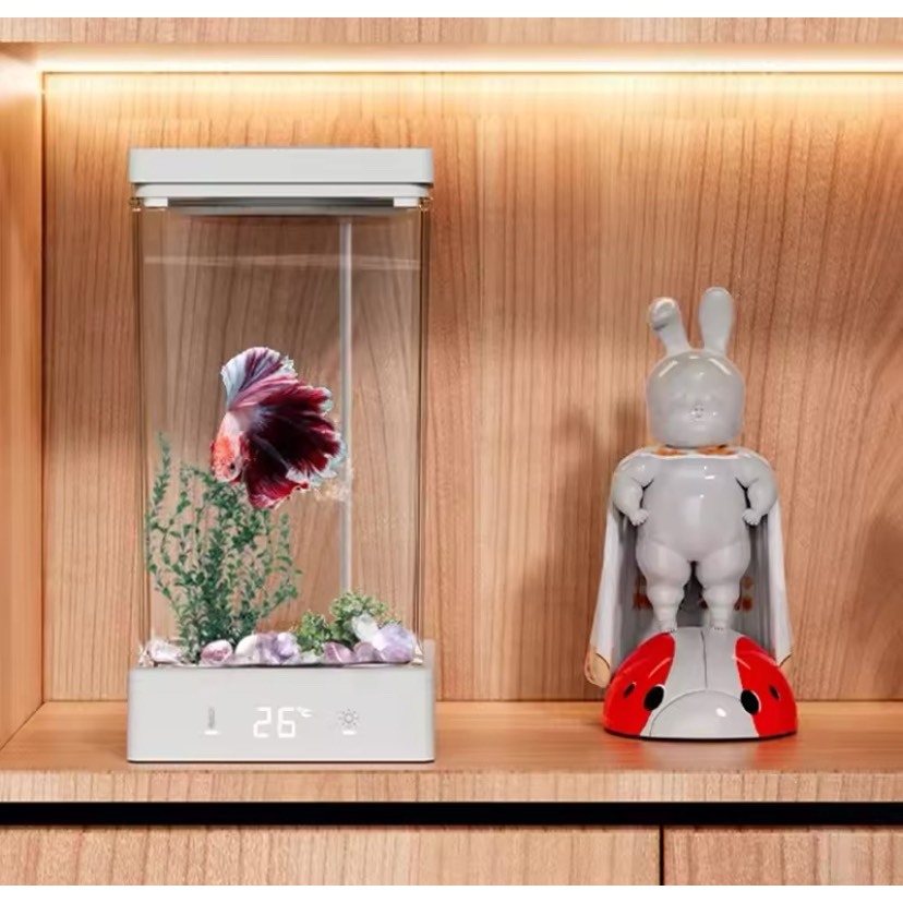 Betta Fish TANK เดสก์ท็อป MINI Aquarium Light อุณหภูมิอัจฉริยะควบคุม ...