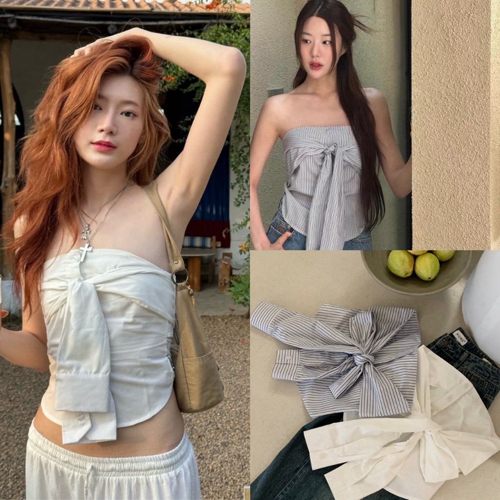 เกาะอกแต่งโบว์ใหญ่รุ่น 3660 TAG WG.WE 🇰🇷🇰🇷 | Shopee Thailand