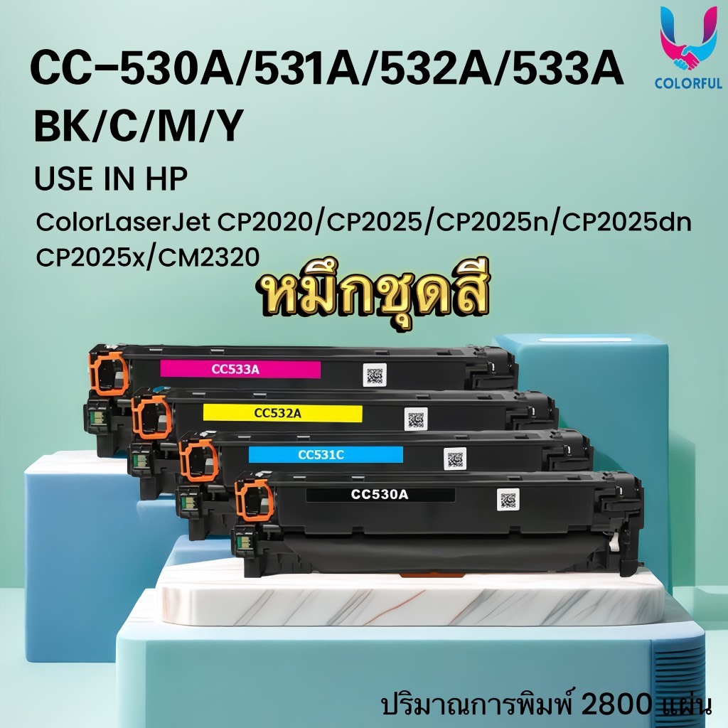 หมึกเทียบเท่า CC530A/530a/HP304A/CANON 318 BK/CRG 318 BK/ CMYK For HP CP2025,CM2320,CM2320fxi ...