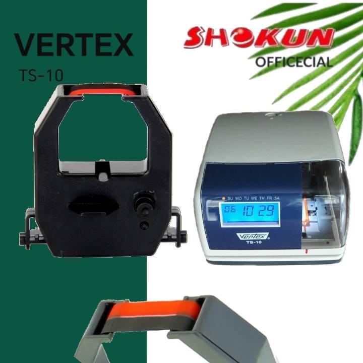 VERTEX TS-10 ตลับผ้าหมึกเครื่องตอกบัตร สีดำ/แดง ใช้กับเครื่องตอกบัตร ...