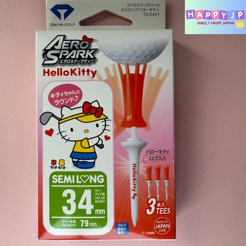 ทีกอล์ฟ DAIYA รุ่น Aero Spark Kitty แบบกึ่งยาว 3 ชิ้น สีขาว-แดง ลาย ...