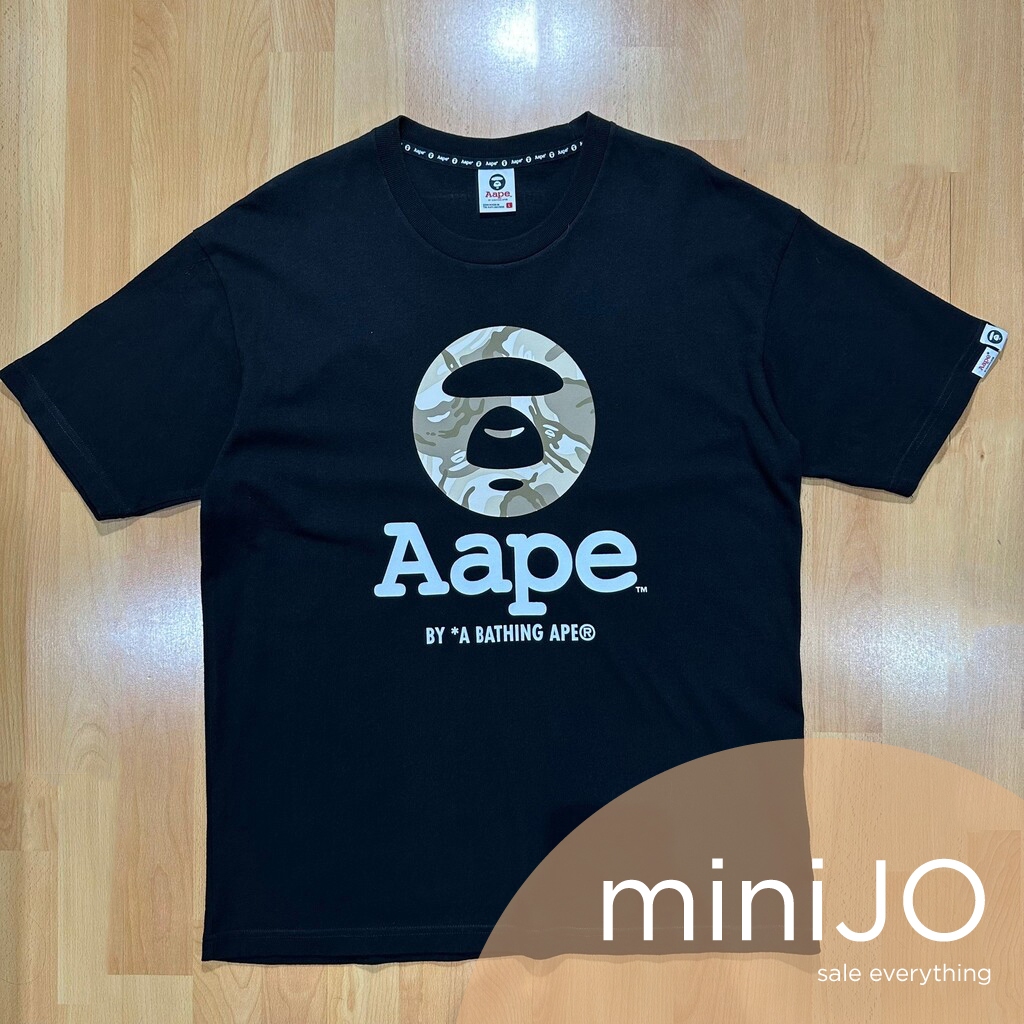เสื้อยืด AAPE - AAPE BY A BATHING APE® CAMO MOON FACE สีดำ (ของแท้ มือ ...