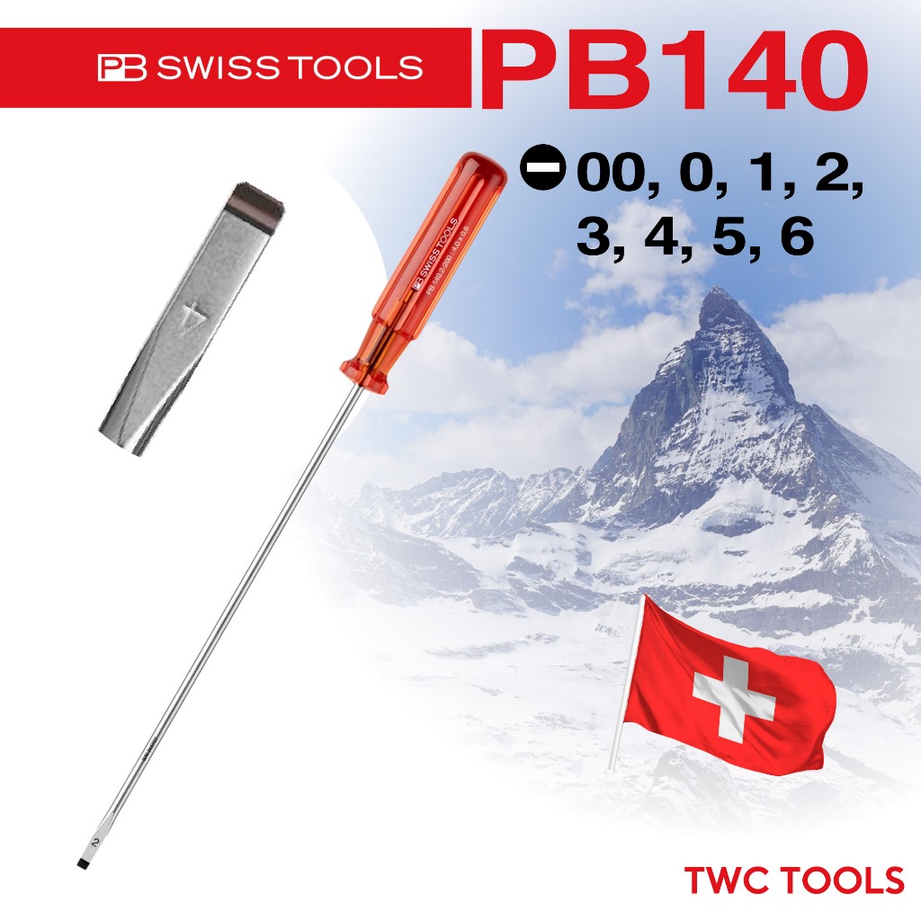PB Swiss Tools ไขควง แบน รุ่น PB 140 ปากแบน ขนาด No.3, 4, 5, 6 ด้าม ...