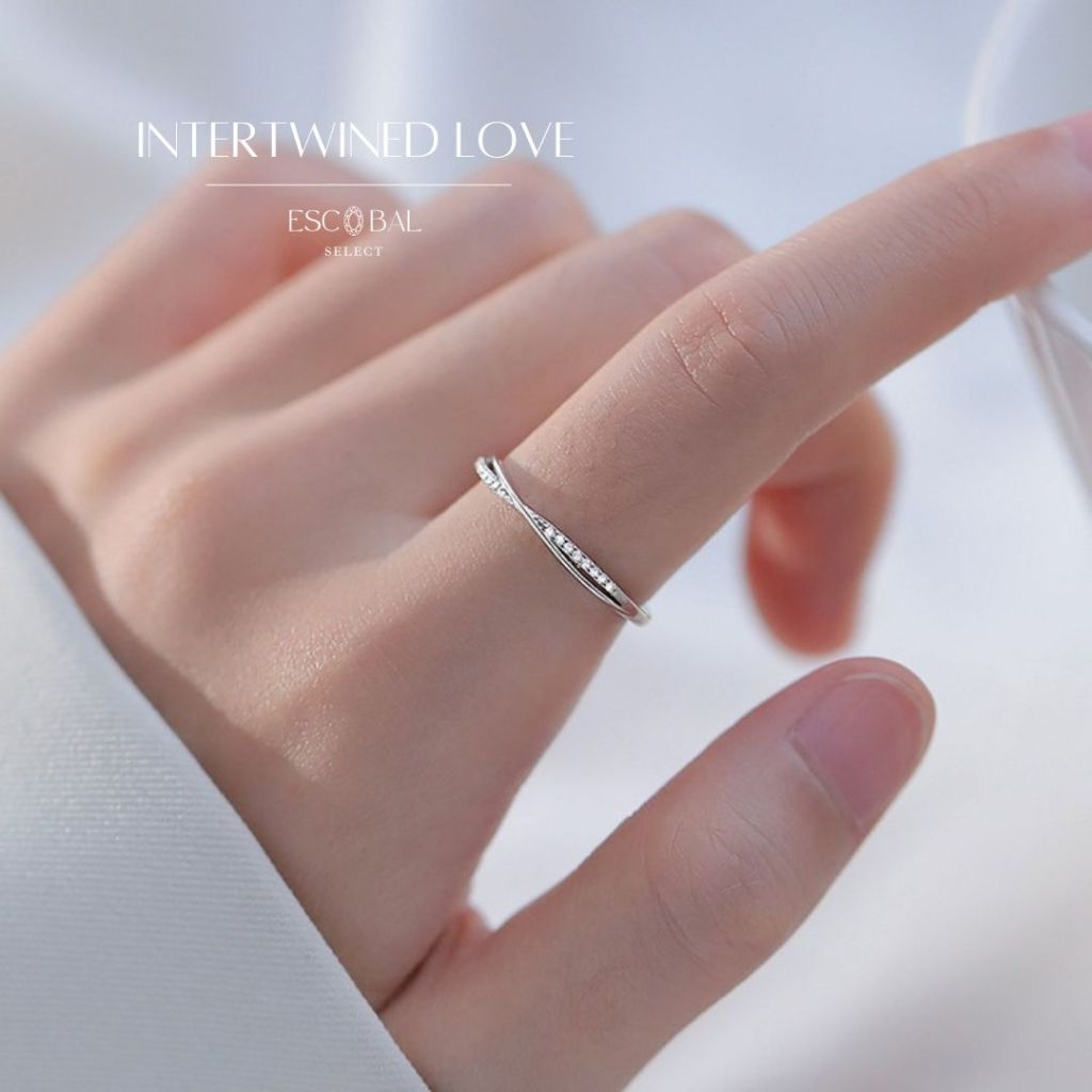 ESCOBAL💕 แหวนเงินแท้ Intertwined love แหวนเงิน แหวนนิ้วชี้ แหวนแฟชั่น แหวนเพชร ขายดี สไตล์ใหม ...
