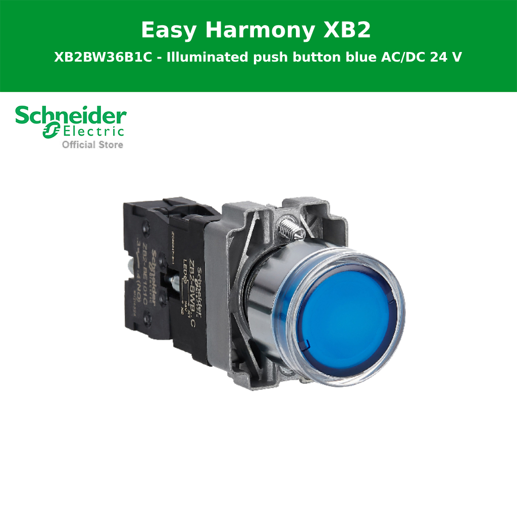 Schneider Electric Easy Harmony XB2 Illuminated push button blue AC/DC ...