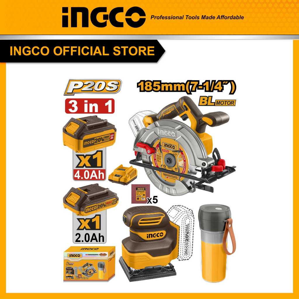 INGCO COMBO SETเลื่อยวงเดือน + เครื่องขัดกระดาษทราย + เครื่องปั่นอเนก ...