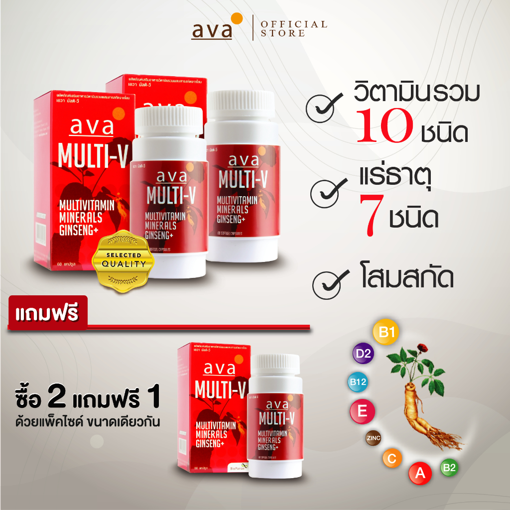 วิตามินรวม แร่ธาตุ โสมสกัด รวม18ชนิด 60แคปซูล ซื้อ2แถม1 Exp.2/2027 ( Multivitamin Minerals ...