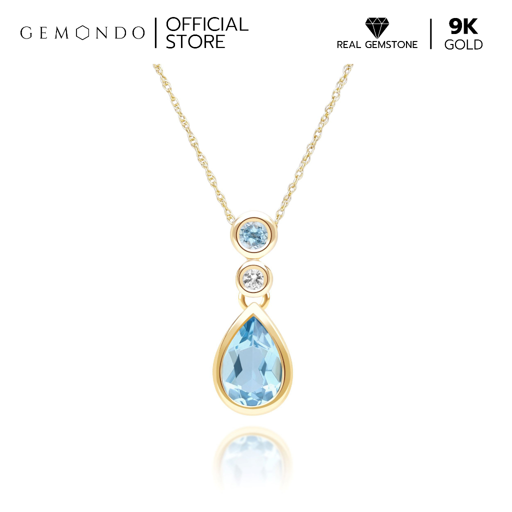 Gemondo จี้ทองคำ 9K ประดับบลูโทแพซทรงหยดน้ำ ดีไซน์โมเดิร์นคลาสสิก (ไม่รวมสร้อยคอ) | Shopee Thailand