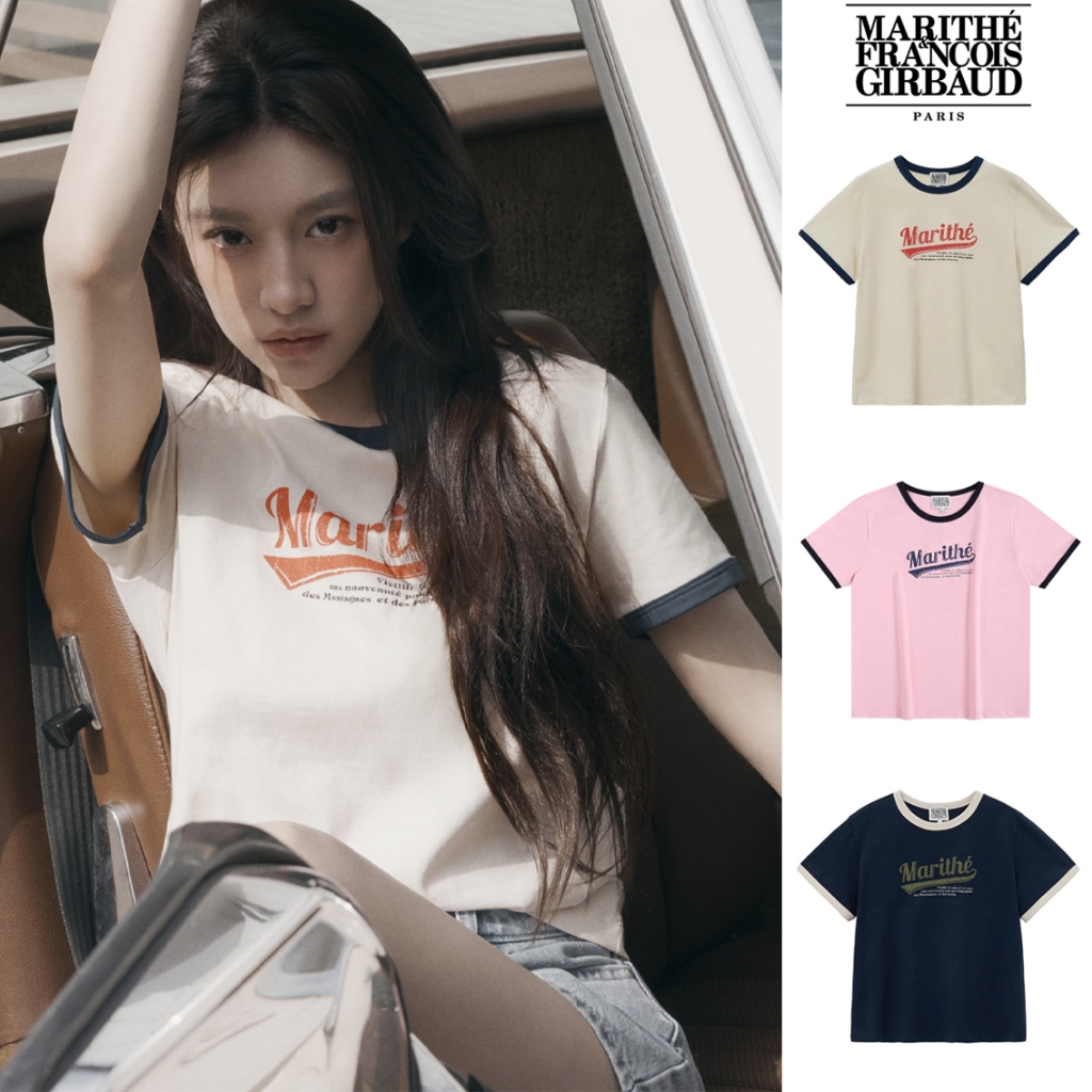 New เสื้อยืด MARITHE แท้ W VINTAGE BASEBALL RINGER TEE | Shopee Thailand