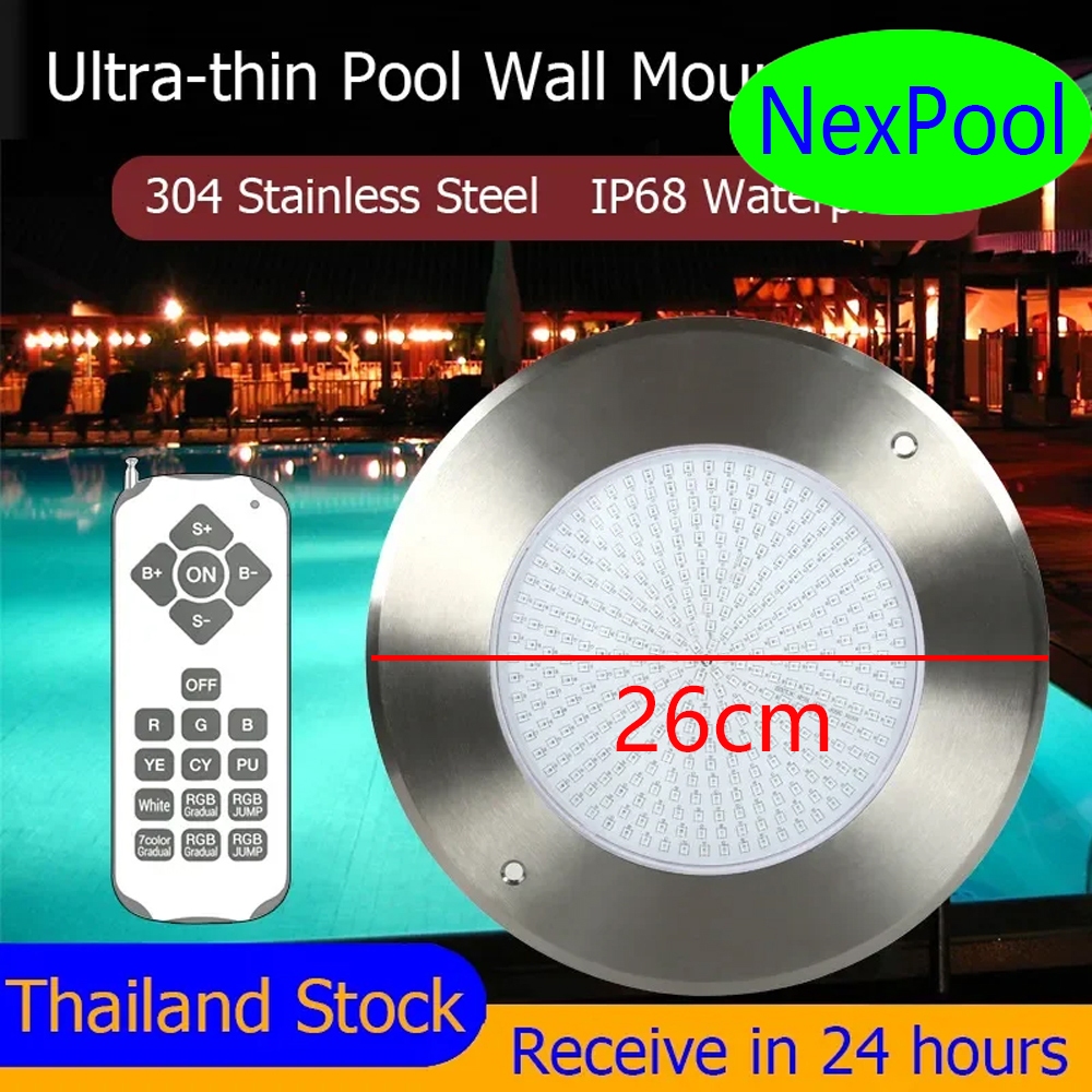 【In Stock】18W LED Ultra-thin Swimming Pool Light Wall Mounted Light RGB Stainless Steel ...