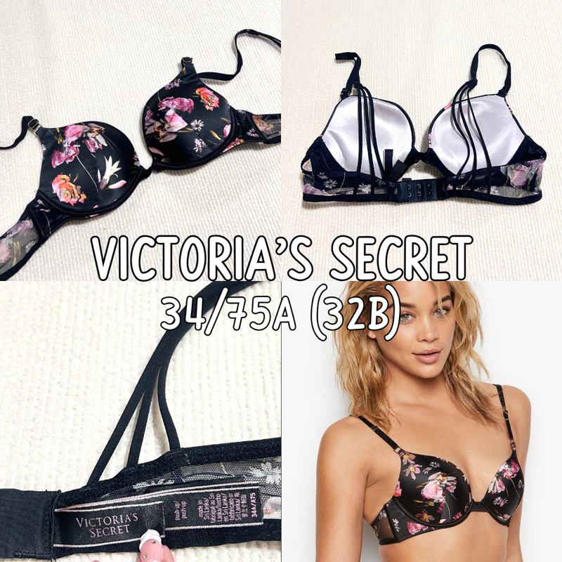 victoria's secret | 34/75A (32B) เสื้อชั้นในลายดอก สายไขว้หลัง collection เก่า สวย | Shopee Thailand