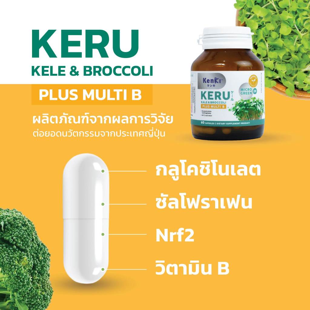 KENKI KERU เคอีรุ อาหารเสริมเพื่อสุขภาพ นวัตกรรมผงไมโครกรีน บร็อคโคลี่ เคล วิตามินบีรวม | Shopee ...
