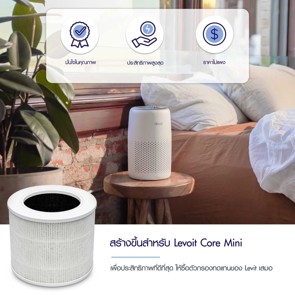 Levoit Core Mini Air Purifier Filter ไส้กรองแบบ HEPA สำหรับเครื่องพ่นอโรม่า | Shopee Thailand