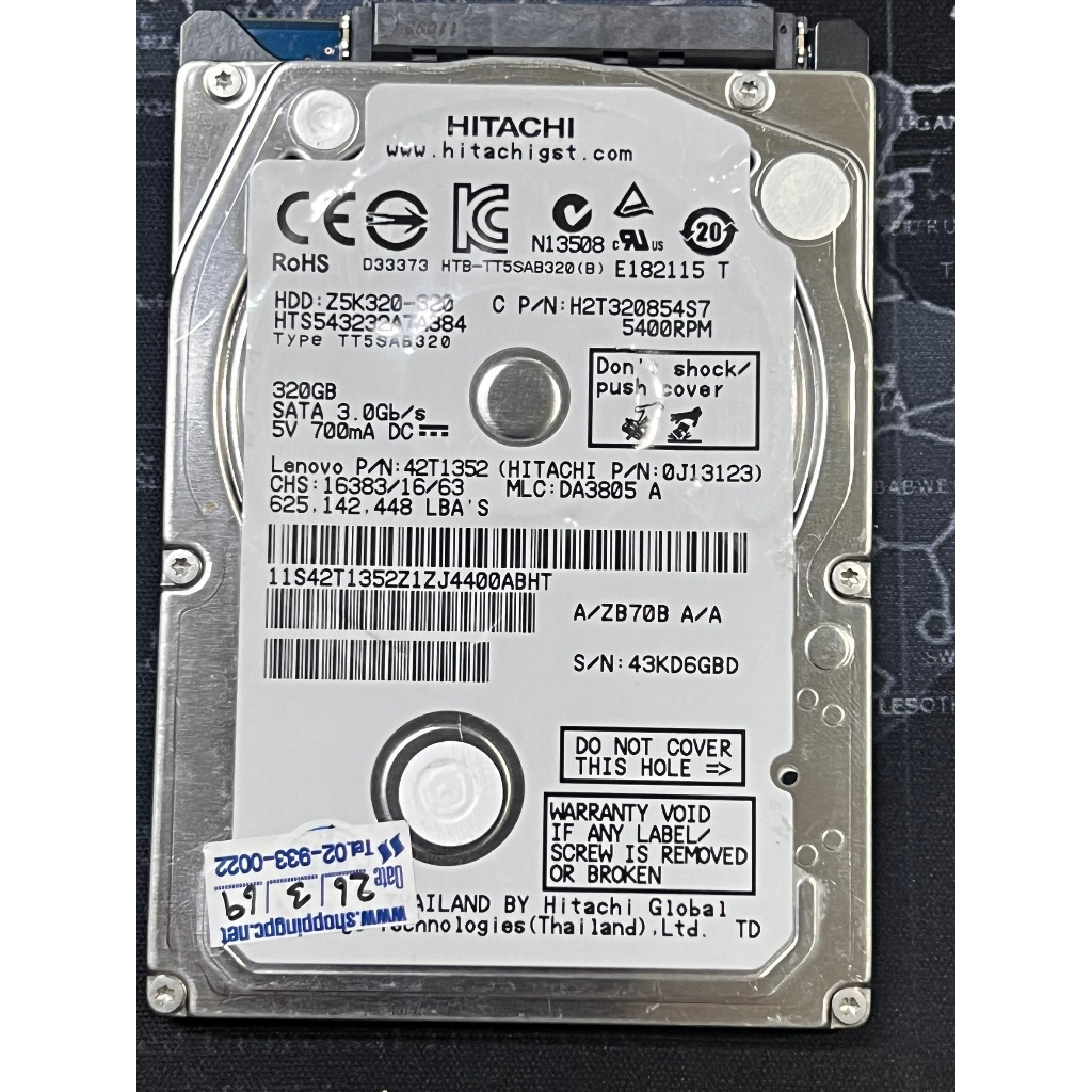 HDD 2.5" (ฮาร์ดดิสก์ 2.5") 320GB HITACHI HTS543232A7A384 | Shopee Thailand