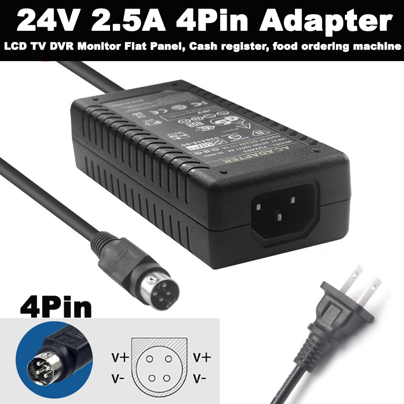 24V 2.5A 4Pin Adapter LCD TV DVR Monitor Flat Panel, Cash Register ...
