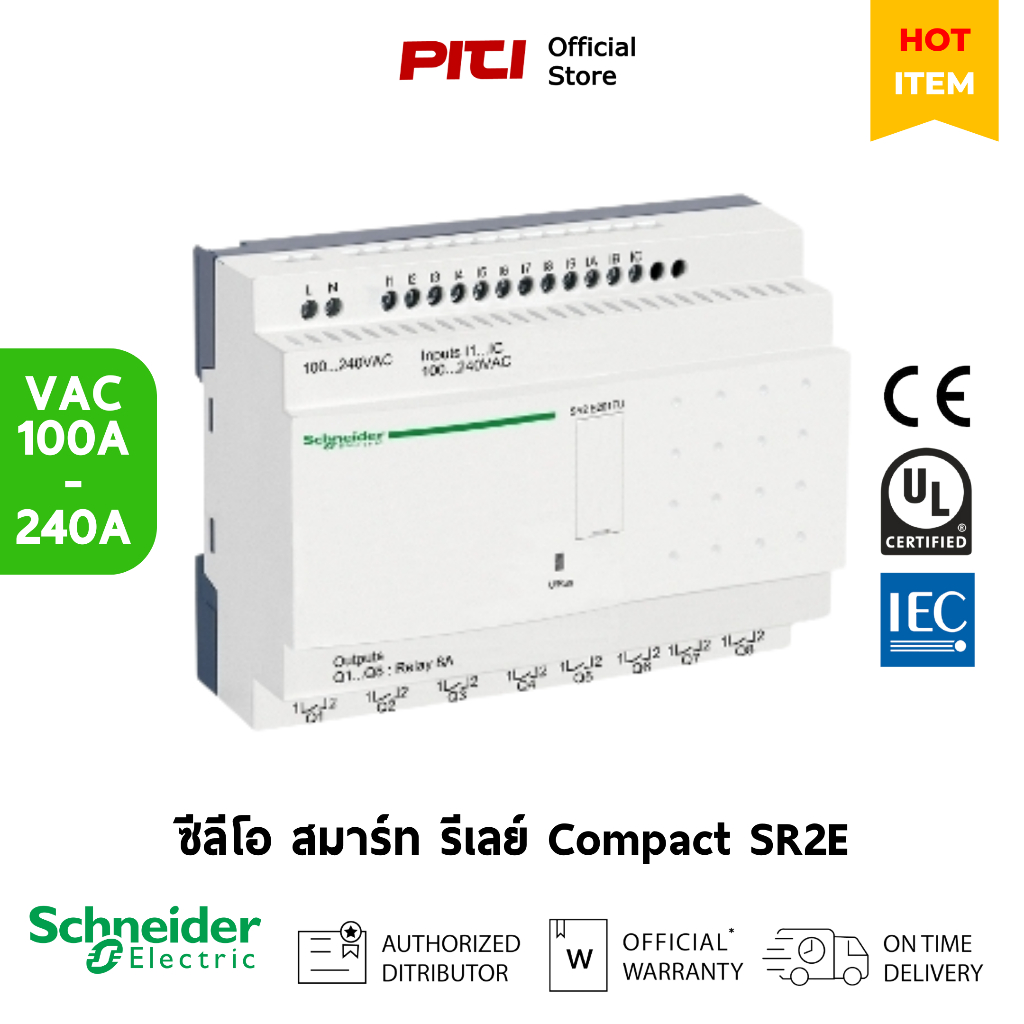 Schneider Smart Relay SR2E201FU 100-240VAC 20 I/O Compact Smart Relay Zelio Logic SR2 SR3 Clock ...