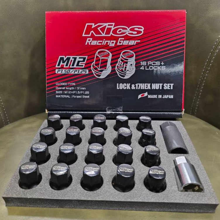 น๊อตล้อ Kyo-ei Kics with Lock Nuts ของแท้ สีดำ เกลียว 1.5 และ 1.25 ...