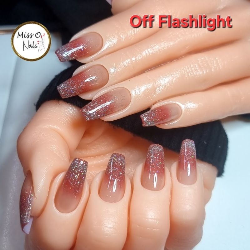 สีแดงออมเบร์แฟลช ไซรัป XE06 เล็บปลอมสำเร็จรูป เล็บPVC งานสีเจล 100% ...