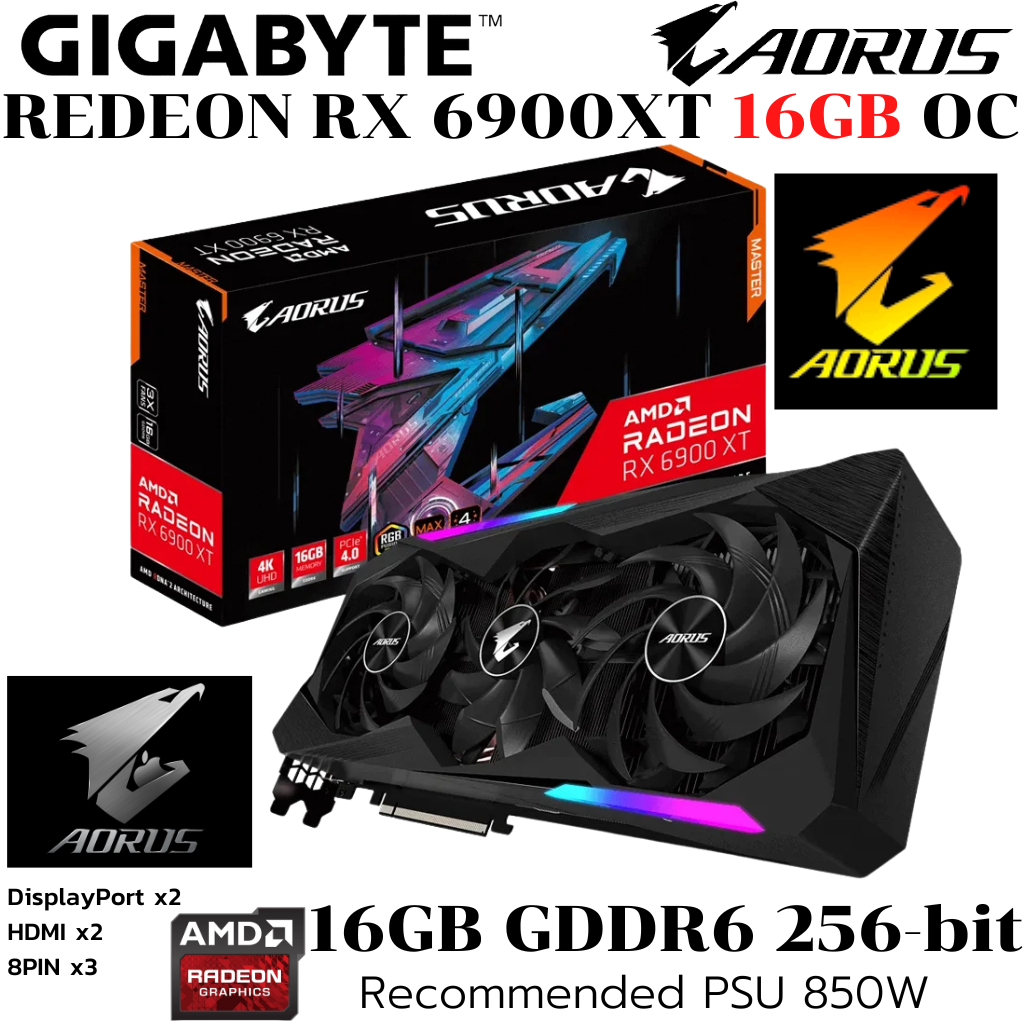 VGA (การ์ดแสดงผล) GIGABYTE AORUS RADEON RX 6900 XT MASTER 16G - 16GB ...