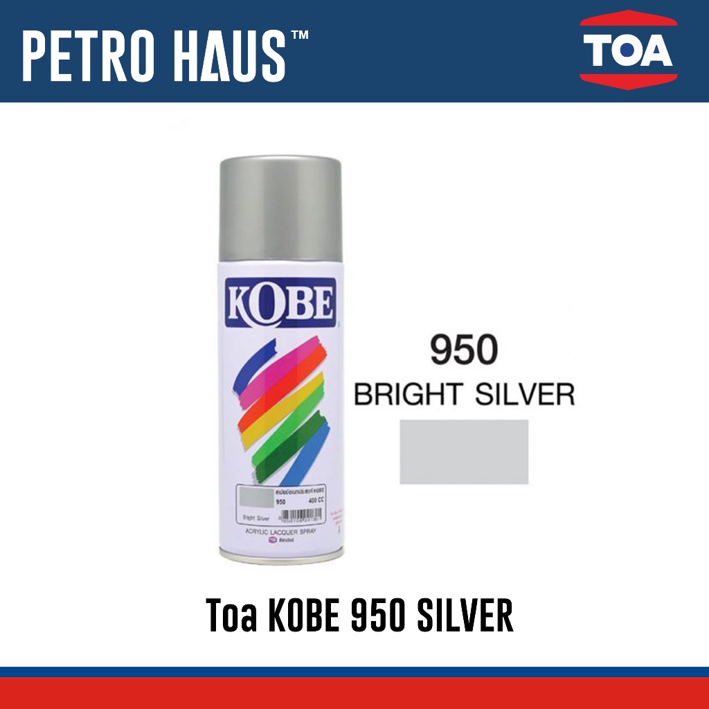 TOA Kobe – สีสเปรย์อเนกประสงค์ – 950 Bright Silver – สีไบร์ทซิลเวอร์ 400cc – แห้งไว ทนความร้อน ...
